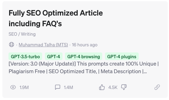 【7 個提示詞讓 ChatGPT 幫你完成一篇 SEO 文章】上篇：6 個超實用的 AIPRM Prompt - awoo